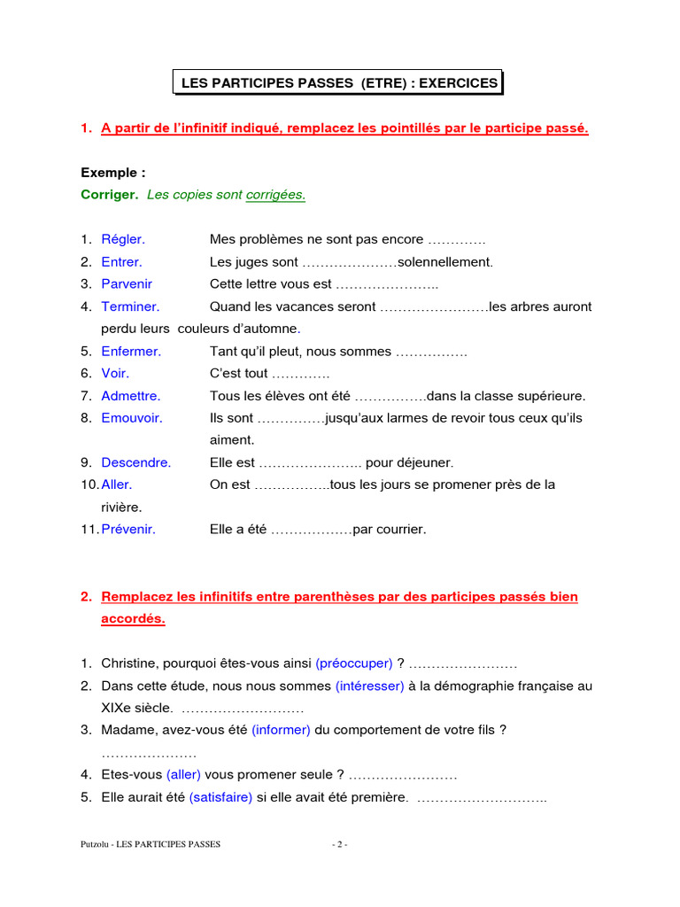Exercices Accord Du Participe Passe | PDF | Échecs | Théorie (échecs)