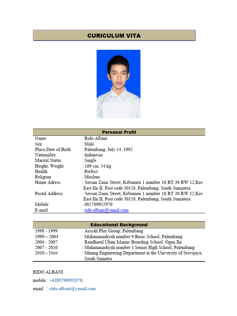 CV Rido Albani | PDF