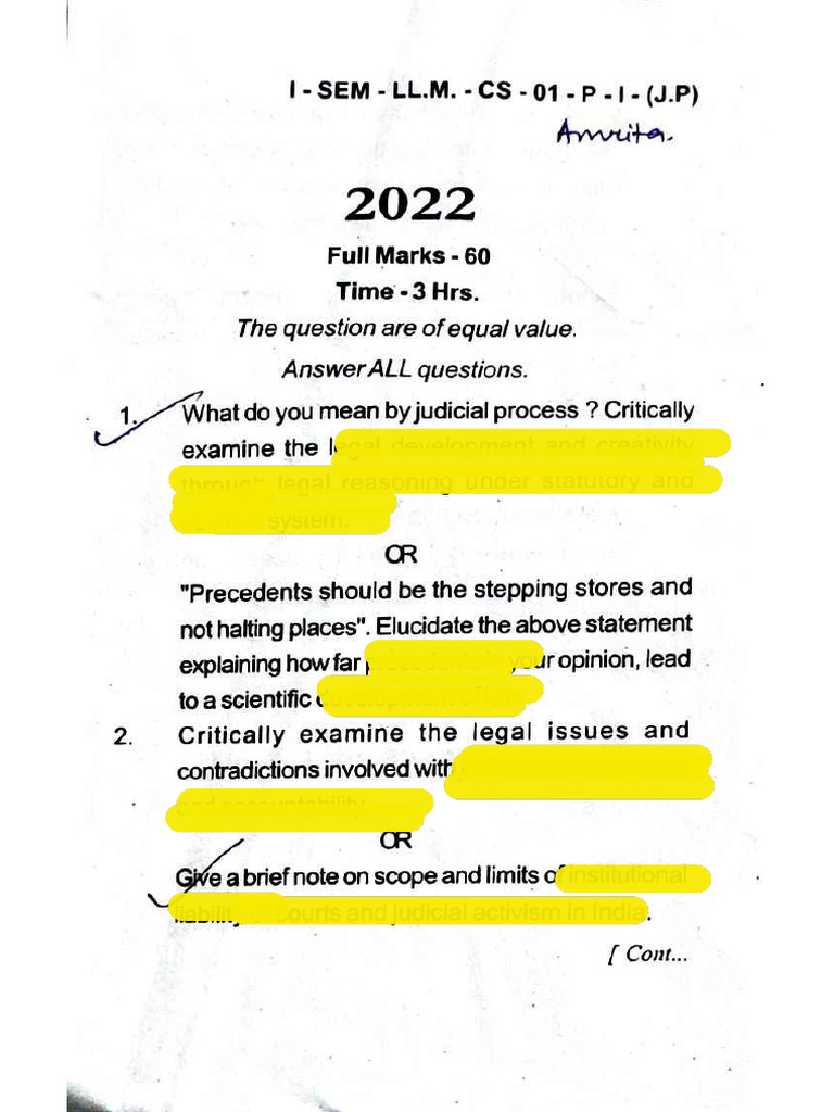 Sem I LLM Questions | PDF