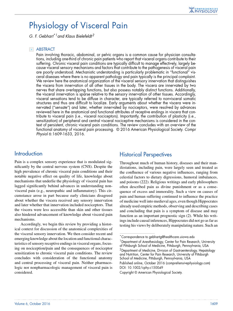 Fisiologia Da Dor Visceral - 230213 - 194814 | PDF | Vagus Nerve | Pain