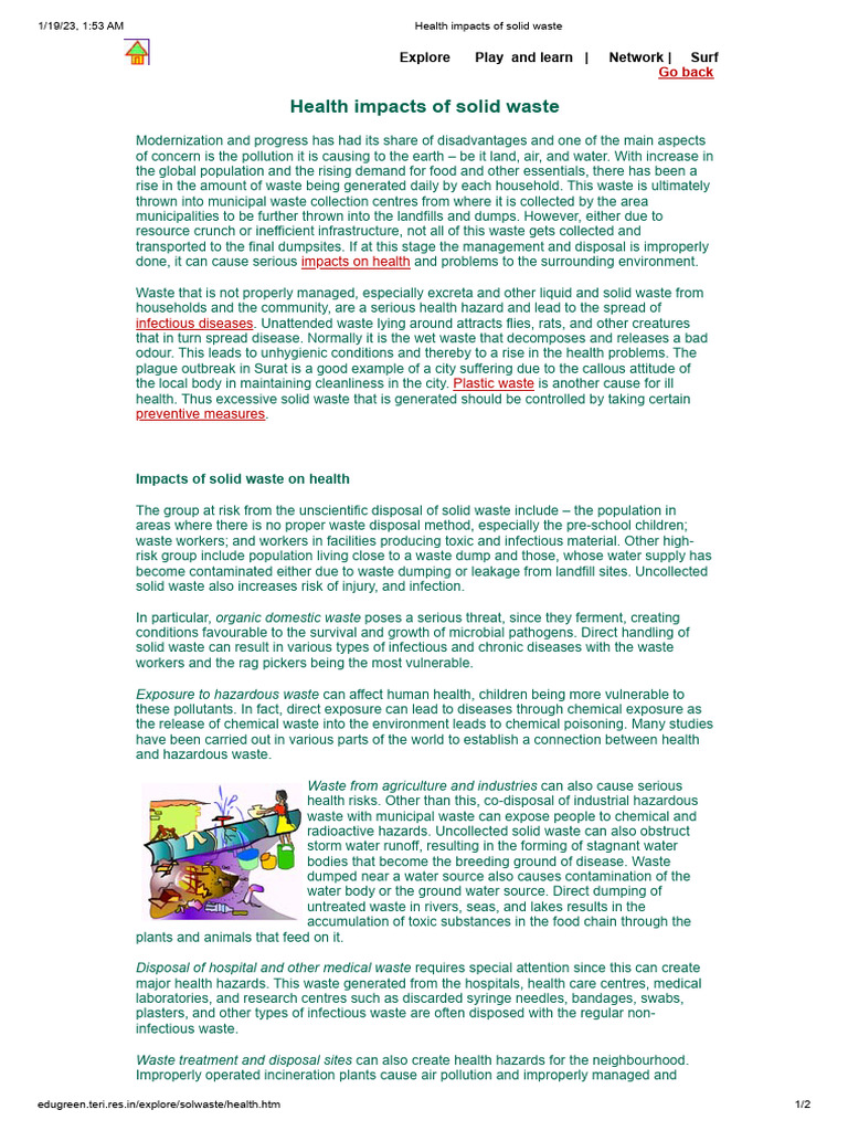 Health Risks from Improper Solid Waste Management | PDF | Waste | Landfill