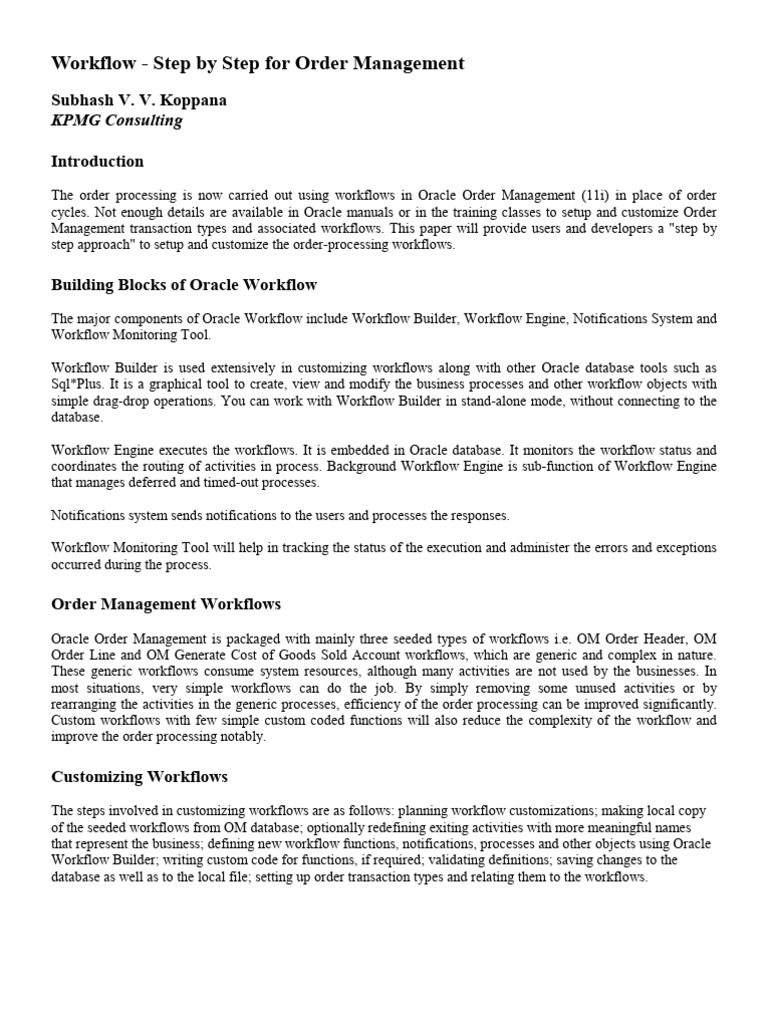 OM Workflow Step by Step | PDF | Databases | Pl/Sql