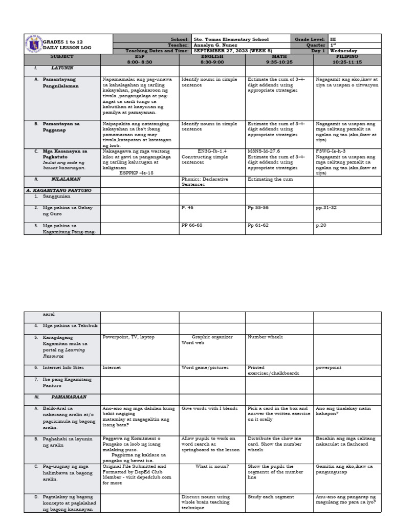 DLL Week 5 Wednesday | PDF
