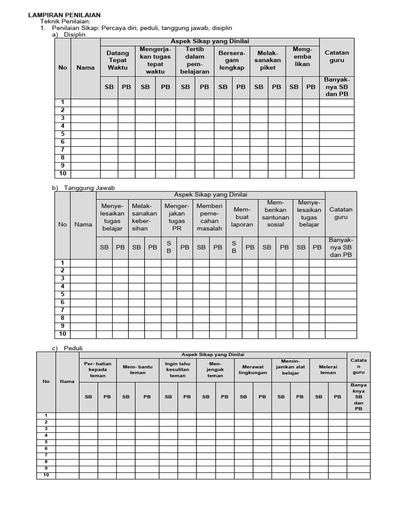 LAMPIRAN PENILAIAN | PDF
