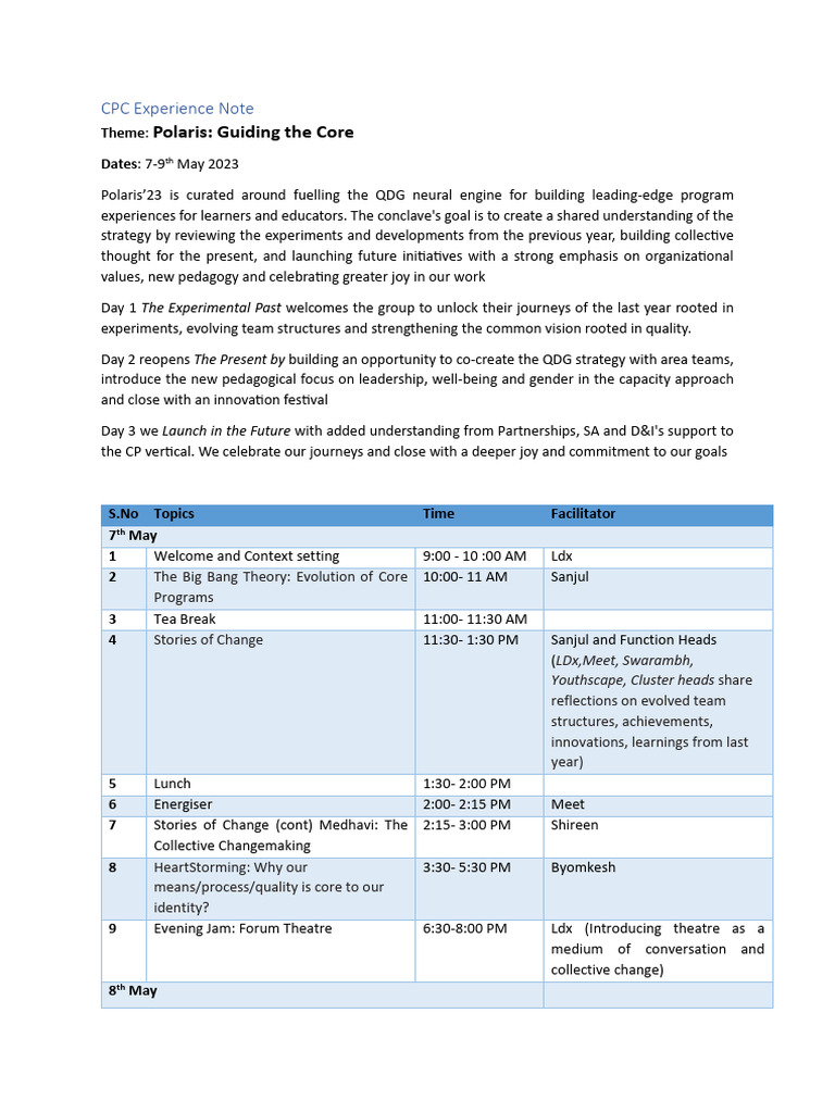 CPC 2023 - Agenda - 19042023 | PDF | Pedagogy | Goal