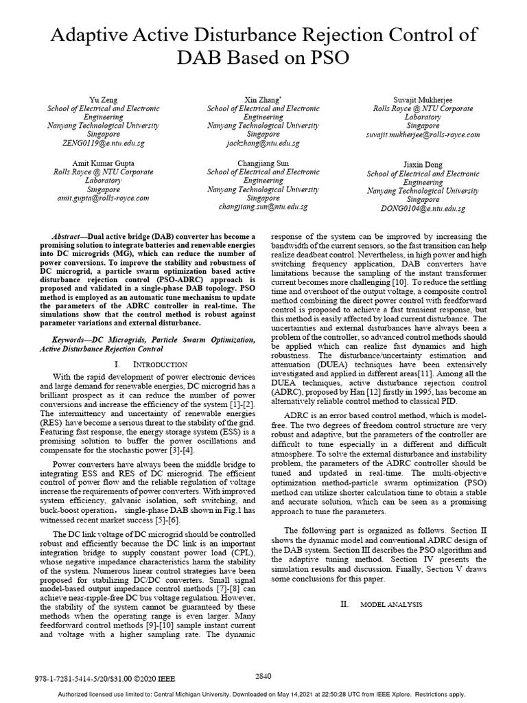 Yu Zeng Adaptive Active Disturbance Rejection Control | PDF | Control ...