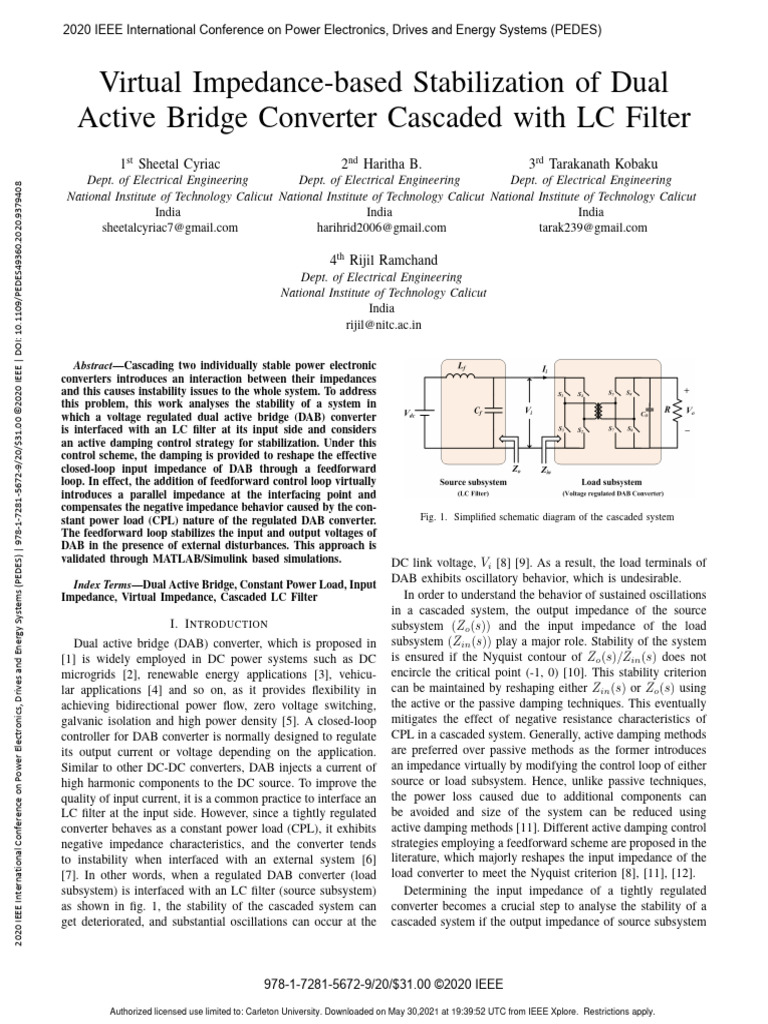 Sheetal Cyriac Virtual Impedance Based Stabilization | PDF | Electronic Filter | Electrical ...