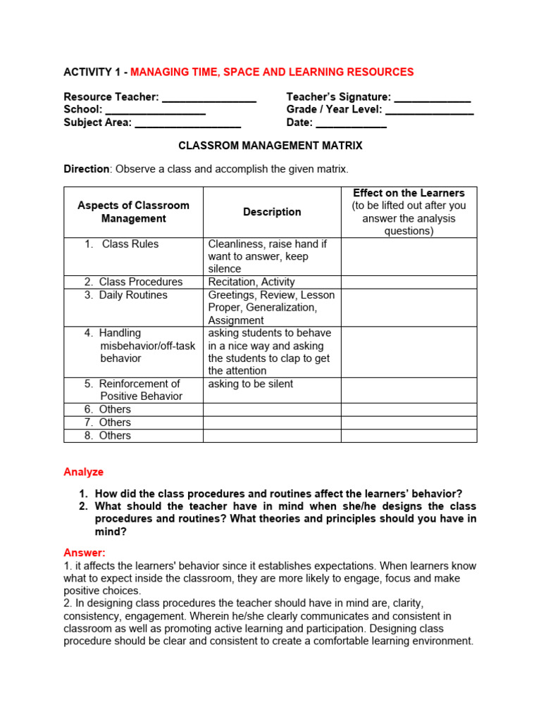 2 Science Observation Pdf Classroom Management Teachers