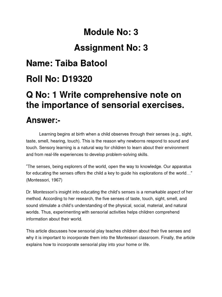 Assignment No 3 Taiba Batool D19320 | PDF | Shape | Senses