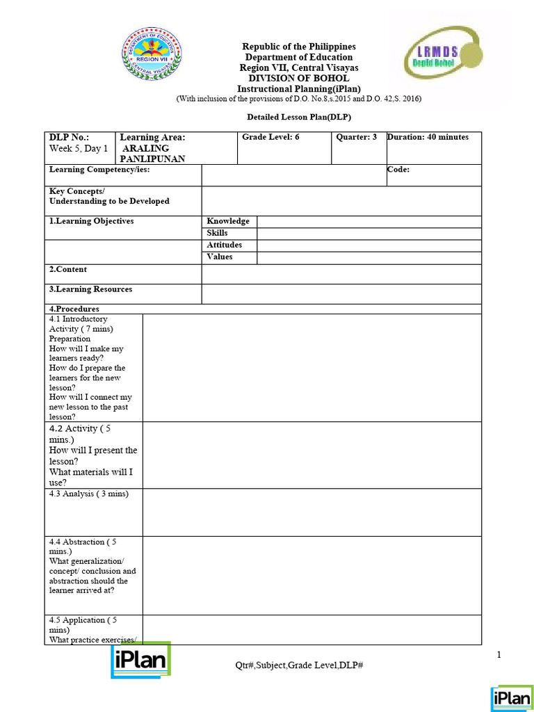 Cot - Iplan Template | PDF | Learning | Lesson Plan