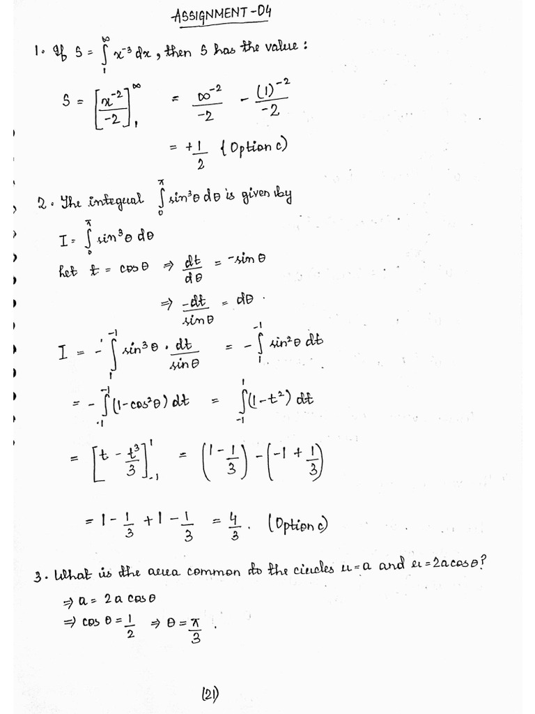 ASSIGNMENT 4 CALCULUS SOLUTIONS | PDF