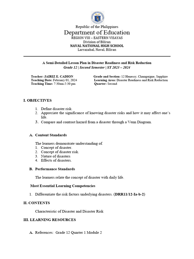 DRRR LP 02-01-24 | PDF | Learning | Teachers