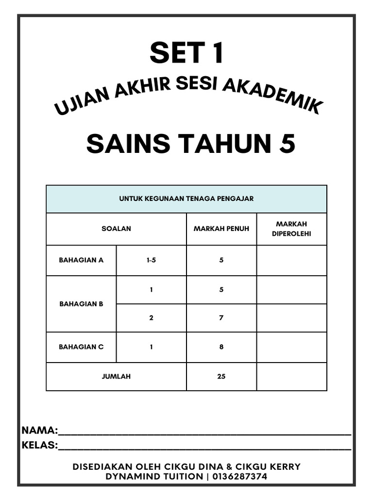 Set 1 Soalan Uasa Sains Tahun 5 | PDF