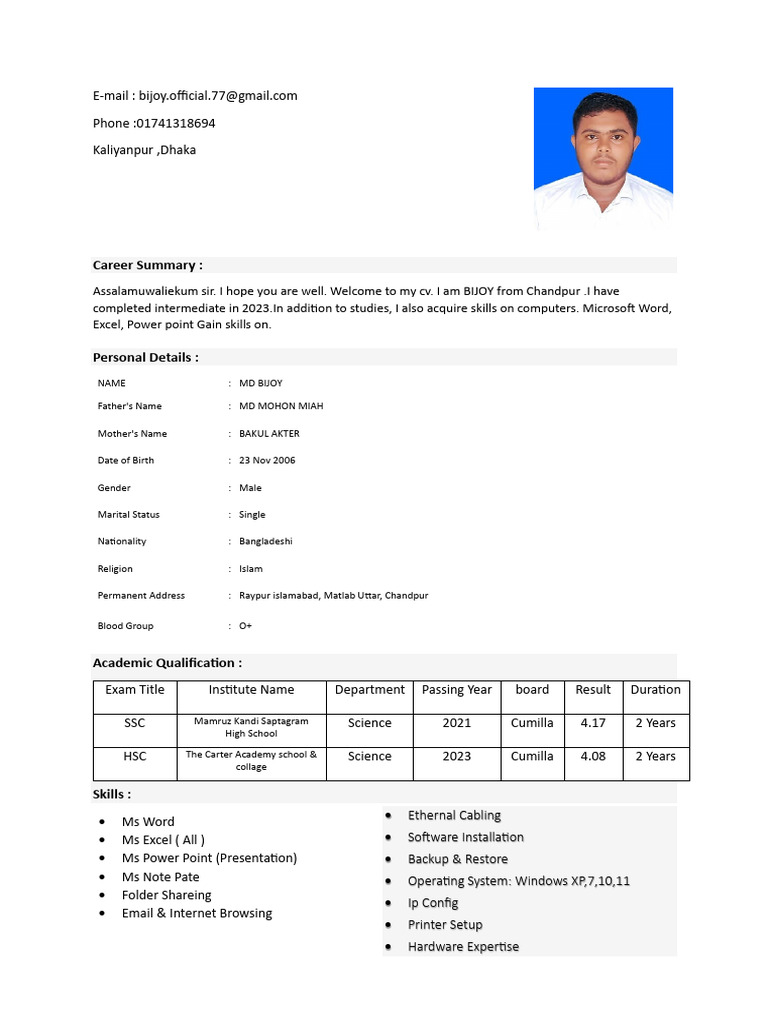 cv bijoy 1 | PDF | Computing | Software
