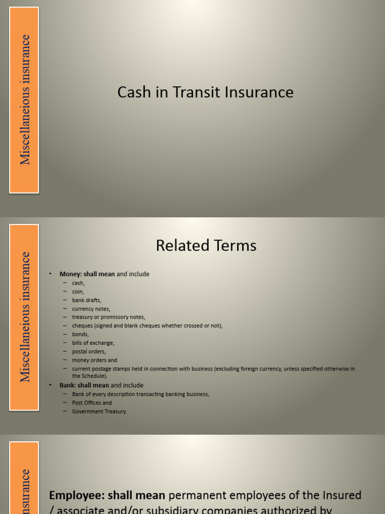 Cash in Transit Insurance Overview | PDF | Insurance | Employment