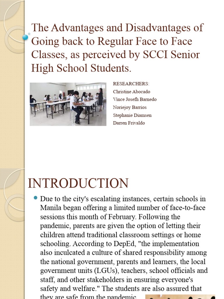 The Advantages and Disadvantages of Going Back To Regular Face To Face ...