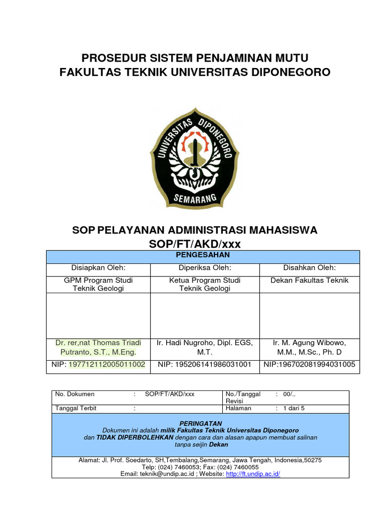 SOP Pelayanan Administrasi Mahasiswa | PDF