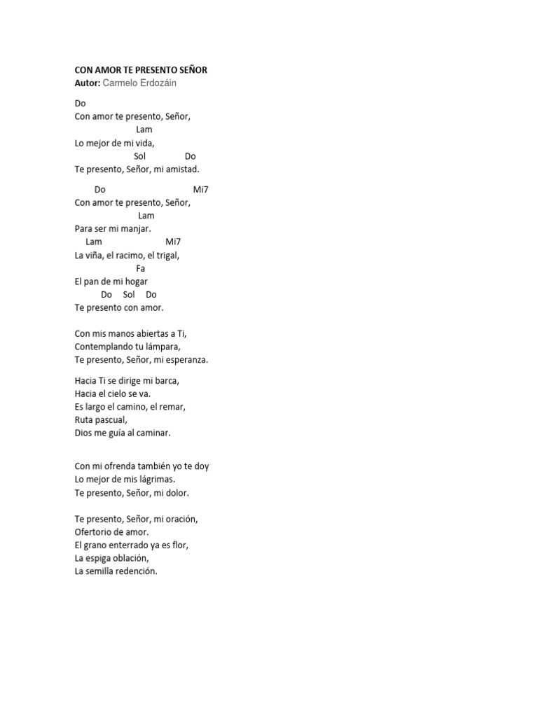 Con Amor Te Presento Señor | PDF | Artes del Lenguaje y Comunicación ...