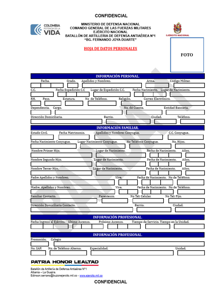 2. Hoja Datos Personales | PDF | Defensa | Ciencia militar