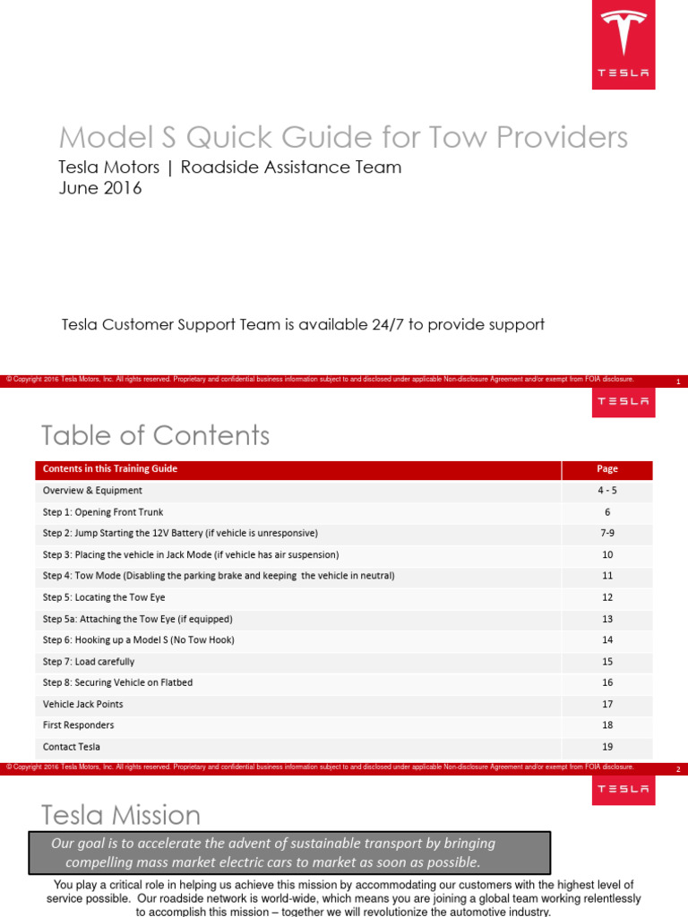 Model S Tow Guide | PDF | Tesla Model S | Non Disclosure Agreement