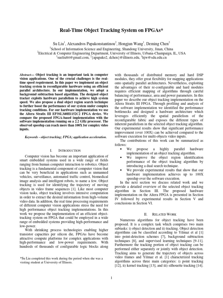 Real-Time Object Tracking System On FPGAs | PDF | Field Programmable Gate Array | Electronics