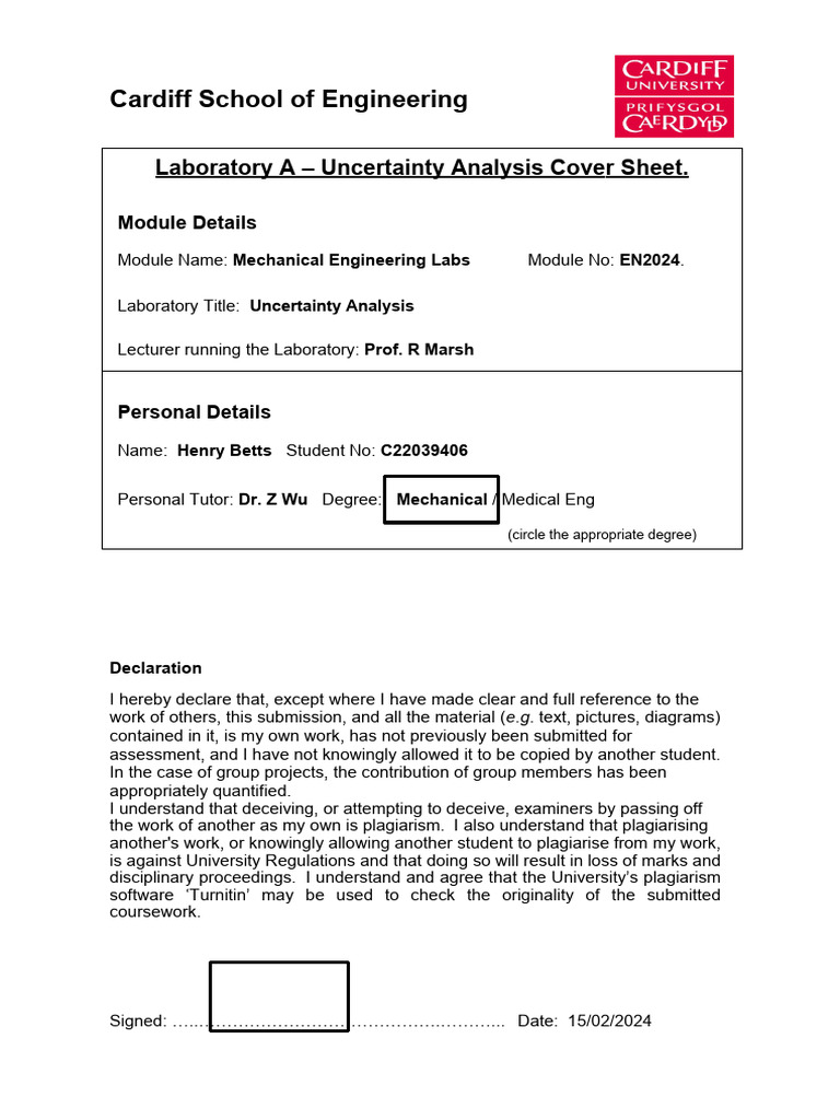 Uncertainty Analysis Report | PDF | Errors And Residuals | Normal ...