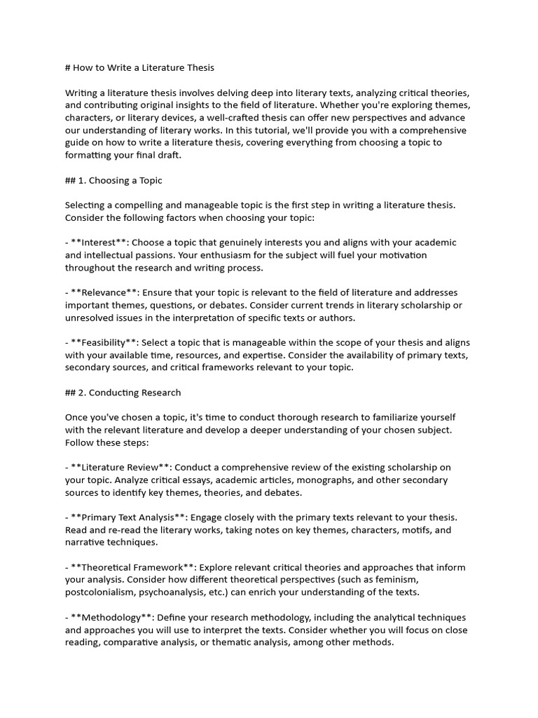 How To Write A Literature Thesis Report | PDF | Thesis | Proofreading