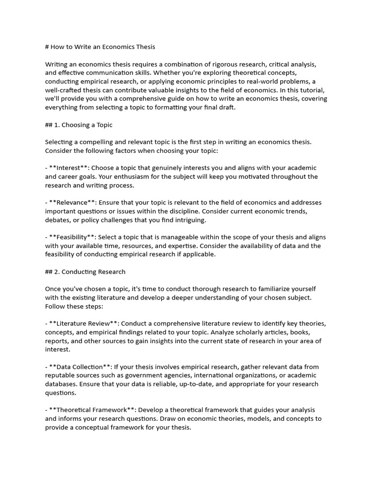 How To Write An Economics Thesis Report | PDF | Methodology | Economics