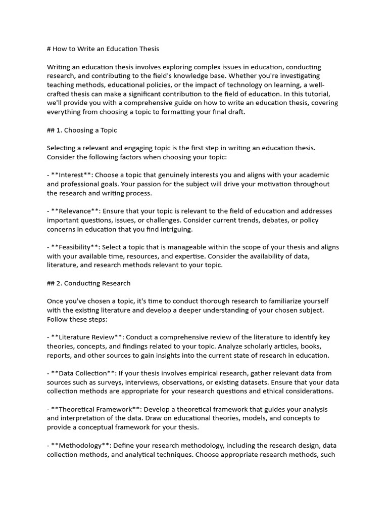 How To Write An Education Thesis Report | PDF | Methodology | Human Communication