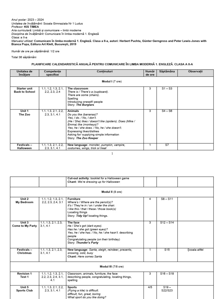 Art En2 LM 1 Planificare | PDF