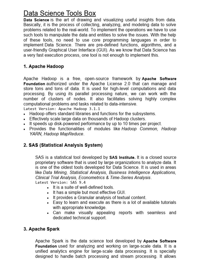 1-Data Science Tools Box | PDF | Apache Hadoop | Computer Science