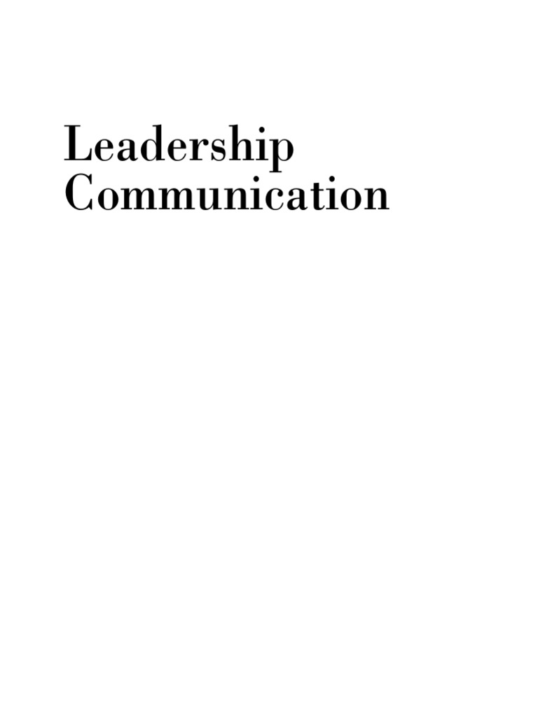 Leadership Communication | PDF | Leadership | Communication