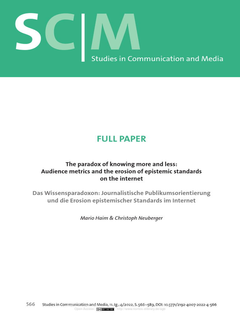 The Paradox of Knowing More and Less Audience Metrics 2022 | PDF ...