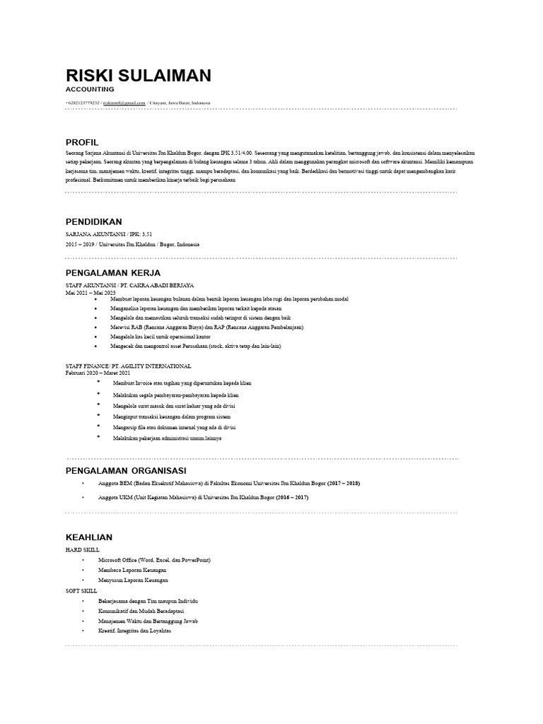 CV Riski Sulaiman | PDF