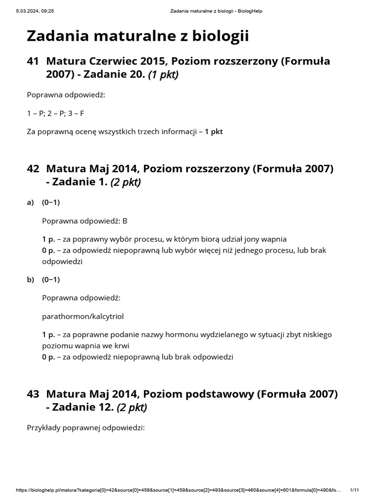 Uklad Hormonalny Zad Maturalne Odpowiedzi cz2 | PDF