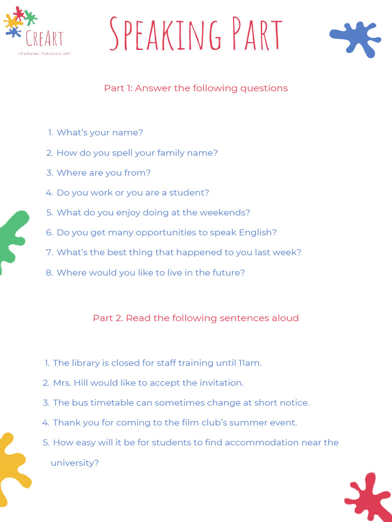 English Speaking Practice Guide | PDF