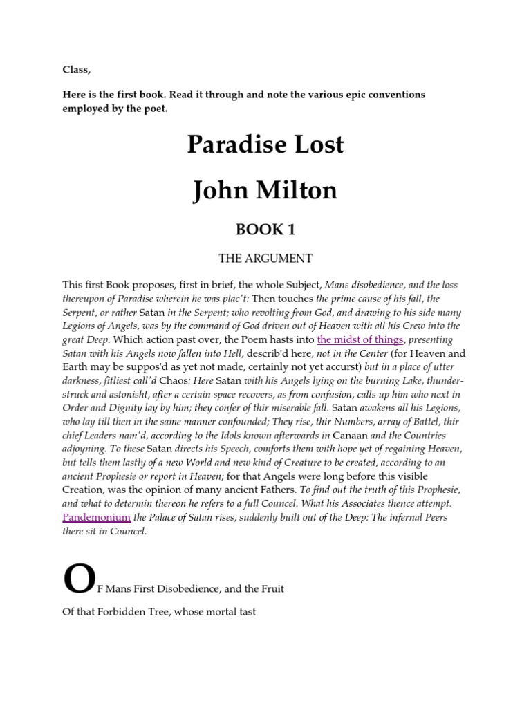 Themes in Paradise Lost Book 1 | PDF | Paradise Lost | Bible