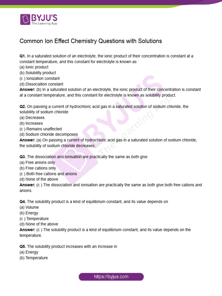 Chemistry Problems for Students | PDF | Hydroxide | Solubility