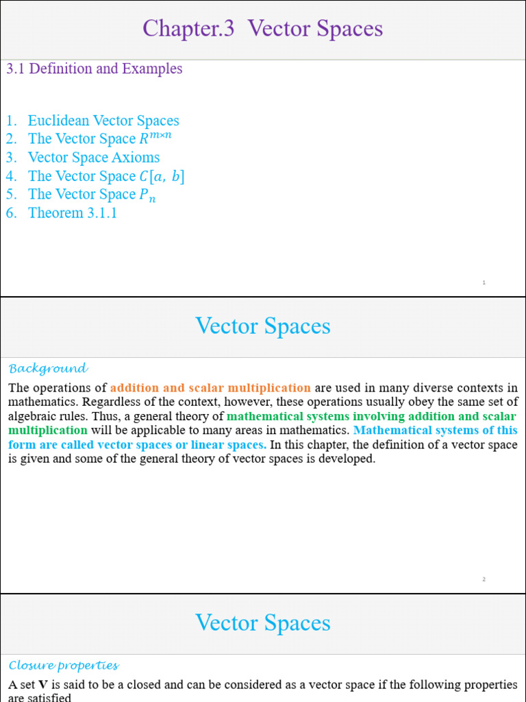 3.1 Definition and Examples of A Vector Space | PDF | Vector Space | Matrix (Mathematics)