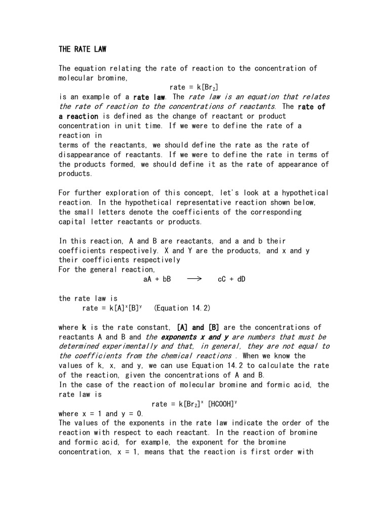 The Rate Law | PDF | Reaction Rate | Chemical Process Engineering The Rate Law | PDF | Reaction Rate | Chemical Process Engineering