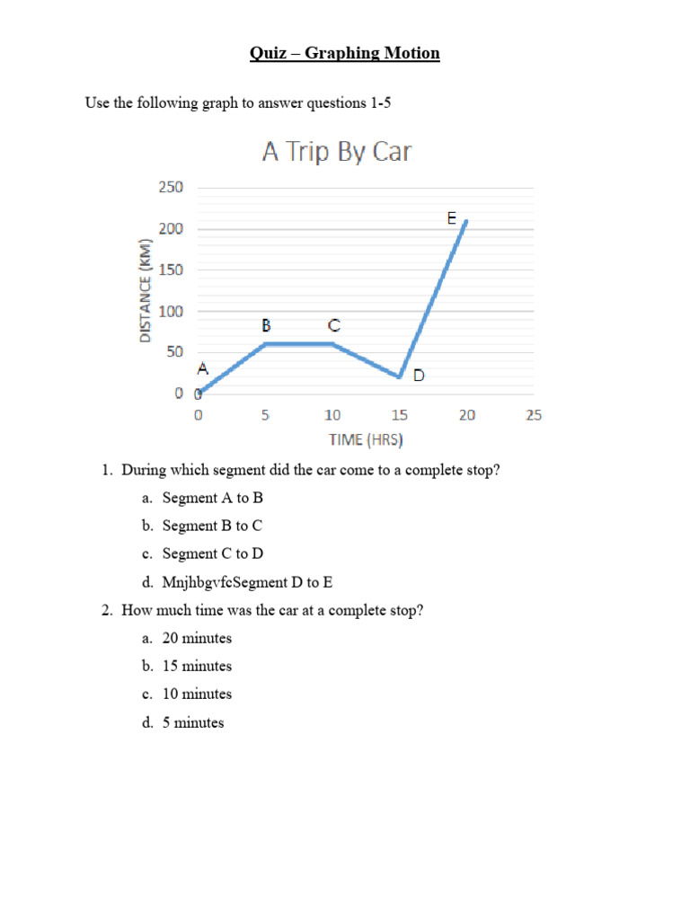 Quiz - Graphing Motion | PDF