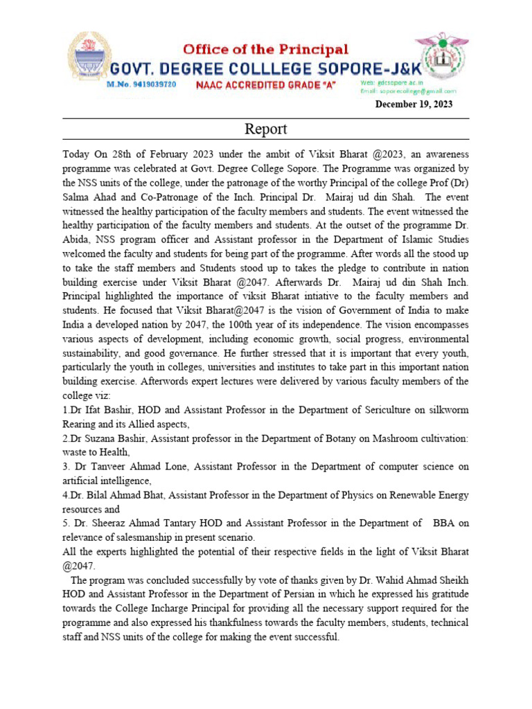 Viksit Bharat Program Report | PDF