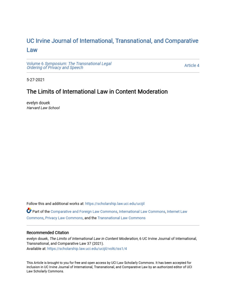 The Limits of International Law in Content Moderation | PDF | Human ...