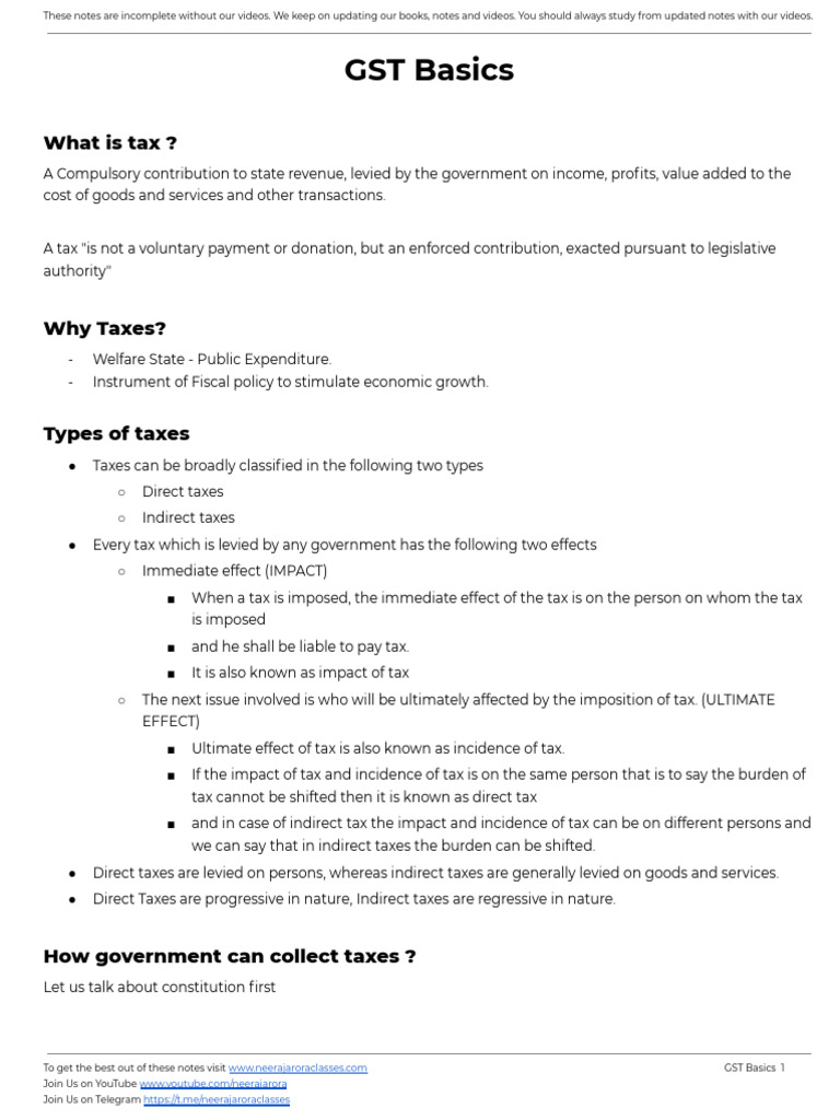 01 Basics GST (May 22) | PDF | Taxes | Indirect Tax