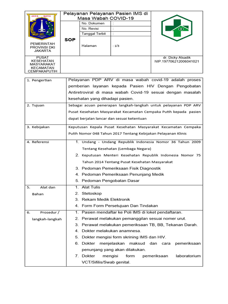 SOP Pelayanan Pasien IMS | PDF | Pengembangan Diri | Sains & Matematika