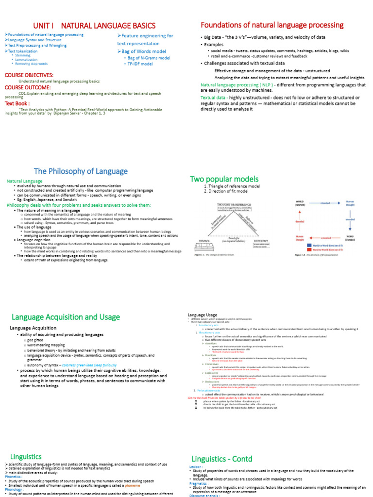 Unit I Natural Language Basics Foundations of Natural Language Processing | PDF | Syntax | Word