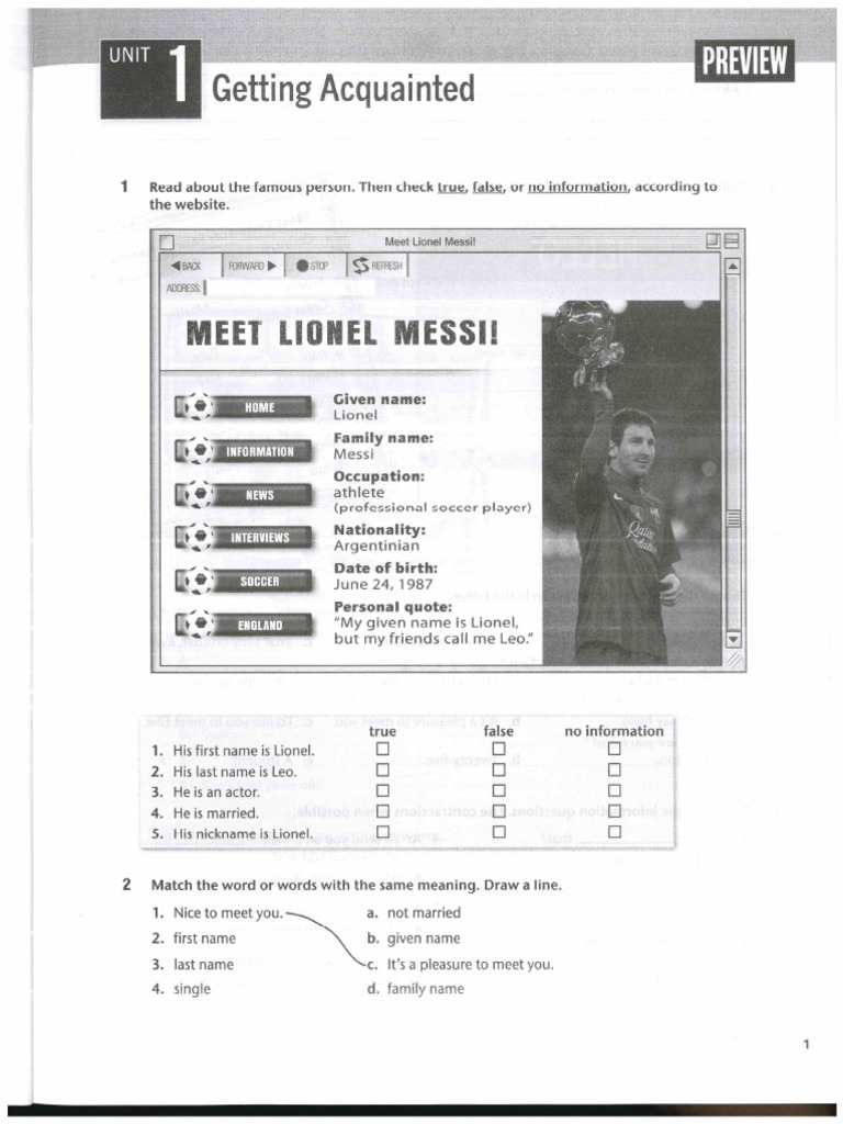 Workbook Unit 1 | PDF