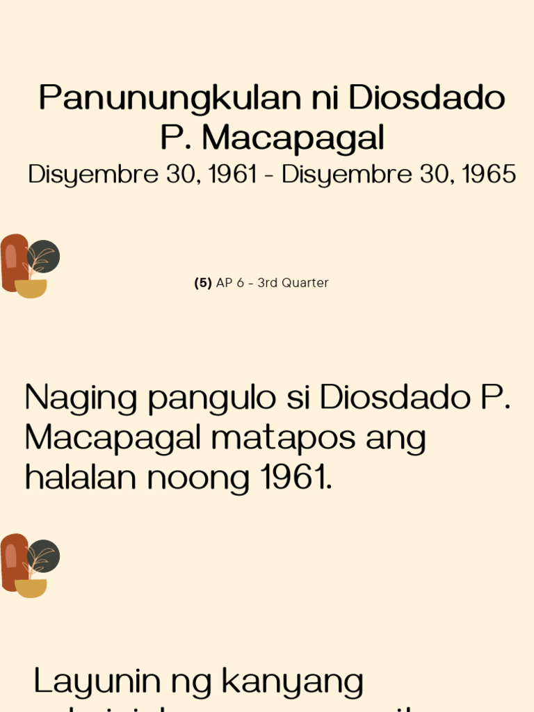 Panunungkulan Ni Diosdado Macapagal | PDF