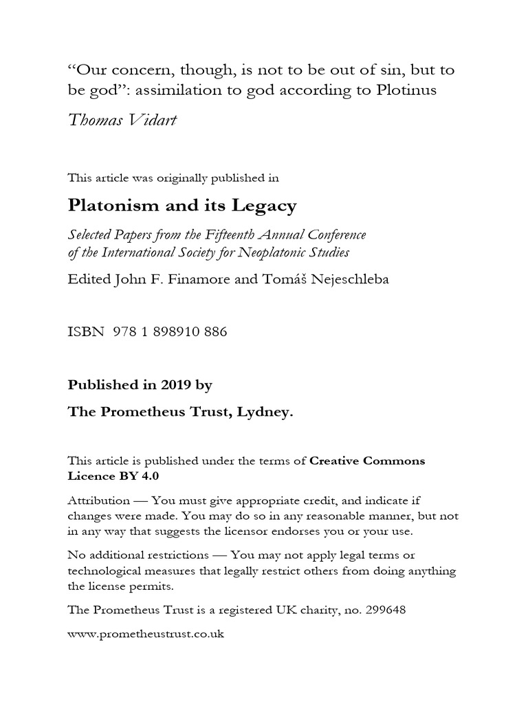 Assimilation to God in Plotinus | PDF | Neoplatonism | Nous
