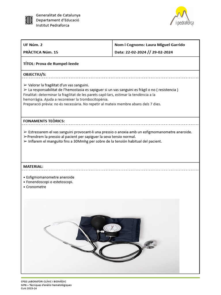 Practica #15 Prova de Rumpel-Leede | PDF